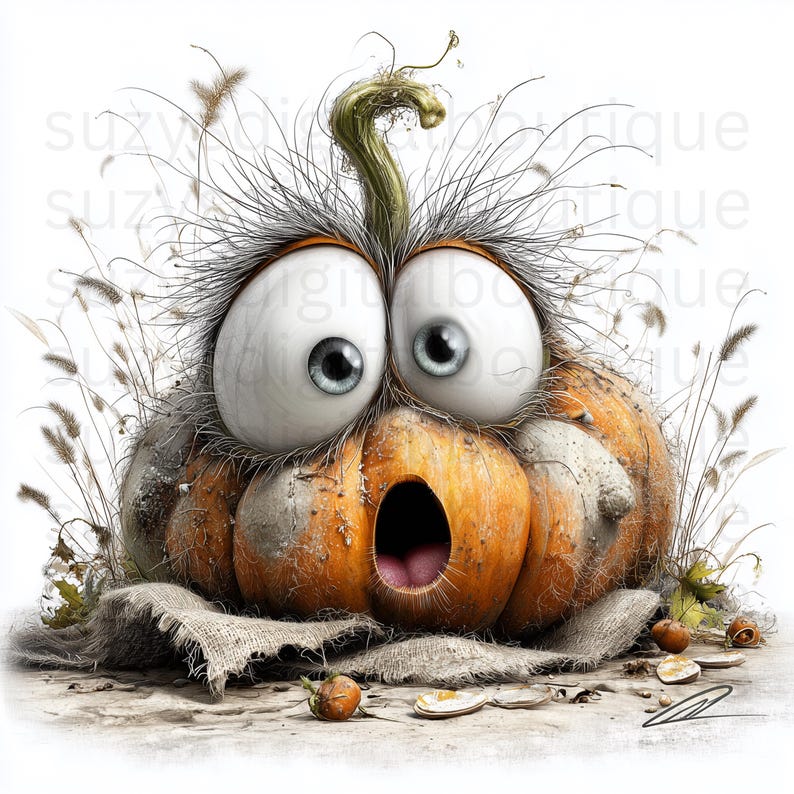Quirky Emotional Pumpkin Clipart | Funny Silly Halloween Watercolor (20 ...