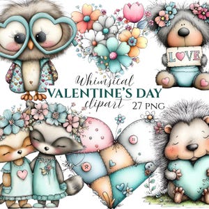 Whimsical Valentine’s Day Clipart Mega Bundle, Whimsical Pastel Kawaii ...
