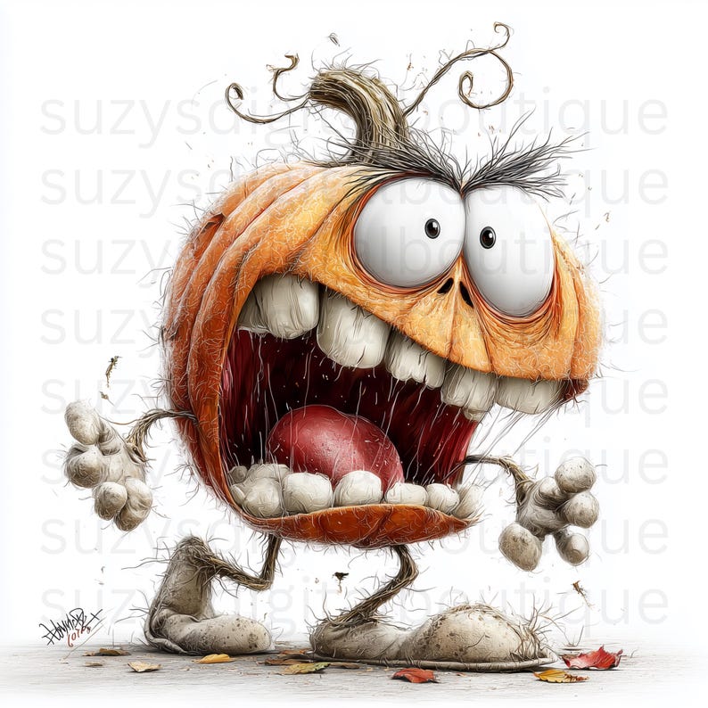 Quirky Emotional Pumpkin Clipart | Funny Silly Halloween Watercolor (20 ...