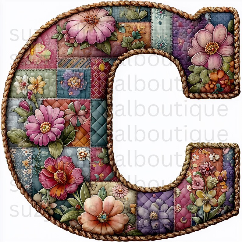 Floral Patchwork Quilt Alphabet and Numbers Clipart (36 PNG) - Etsy