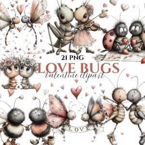 Love Bugs Clipart Bundle – Valentine’s Day Cute Bug PNG, Valentine Bugs ...