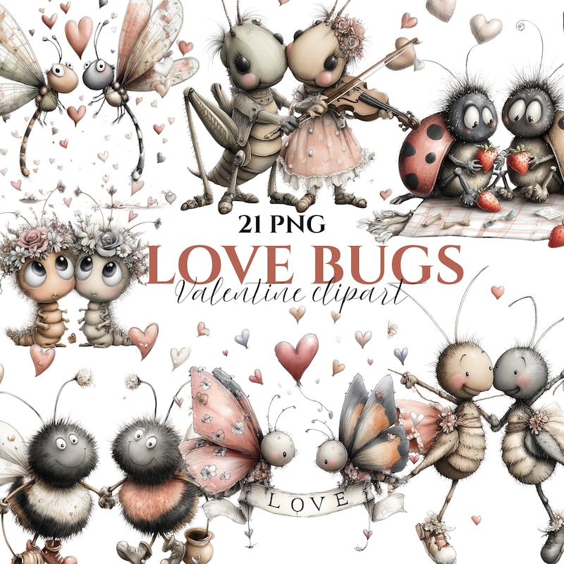 Love Bugs Clipart - Etsy