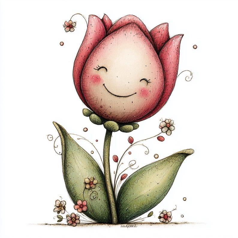 Whimsical Flower Clipart: Flower Spring Graphics (digital Download 45 ...