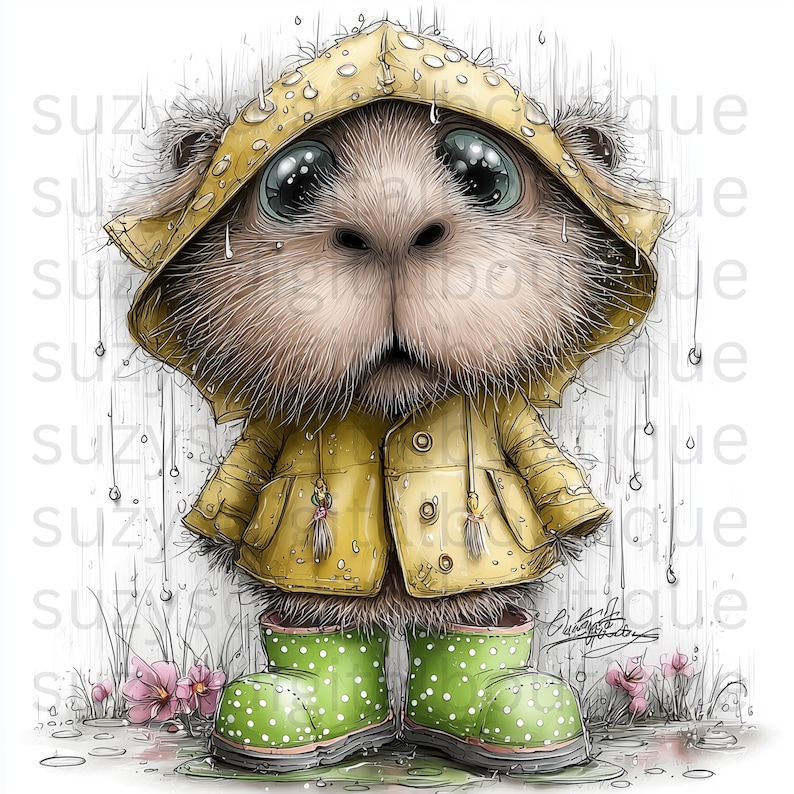 Rainy Day Animals Watercolor Clipart | Whimsical Animals With Umbrellas ...
