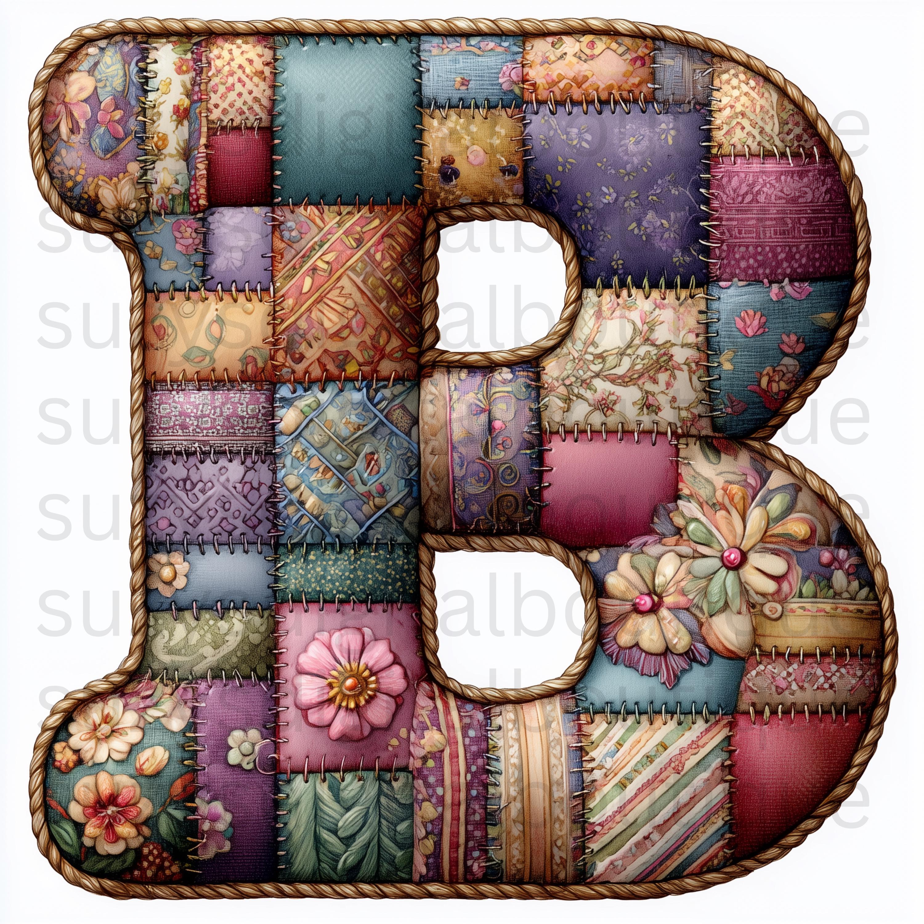 Floral Patchwork Quilt Alphabet and Numbers Clipart (36 PNG) - Etsy