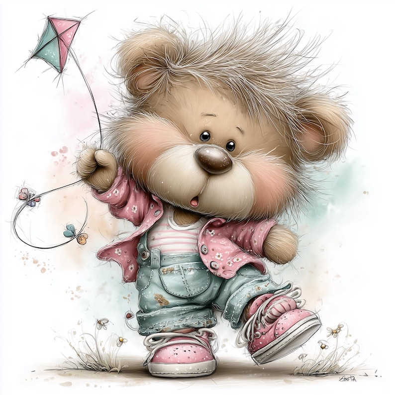 Pastel Watercolor Teddy Bear Clipart – Nursery Design PNG Bundle (25 ...