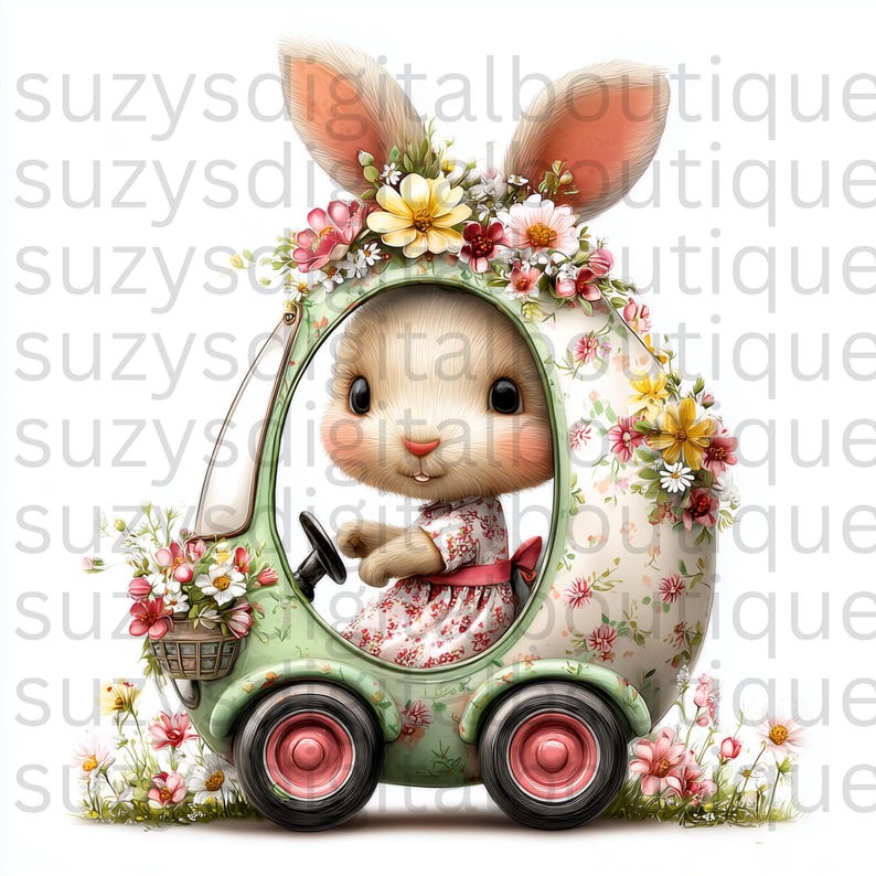 Watercolor Easter Bunny Clipart | Floral Cottagecore PNG (30 PNG) - Etsy