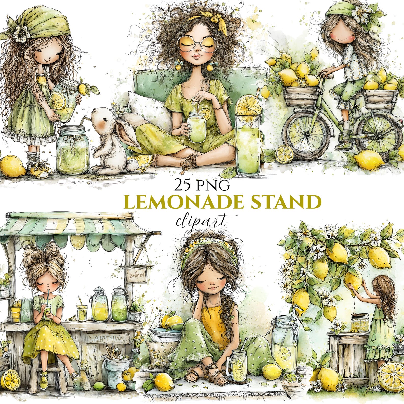 Lemonade Stand Clipart Bundle | Cottagecore Summer Market (25 PNG) - Etsy