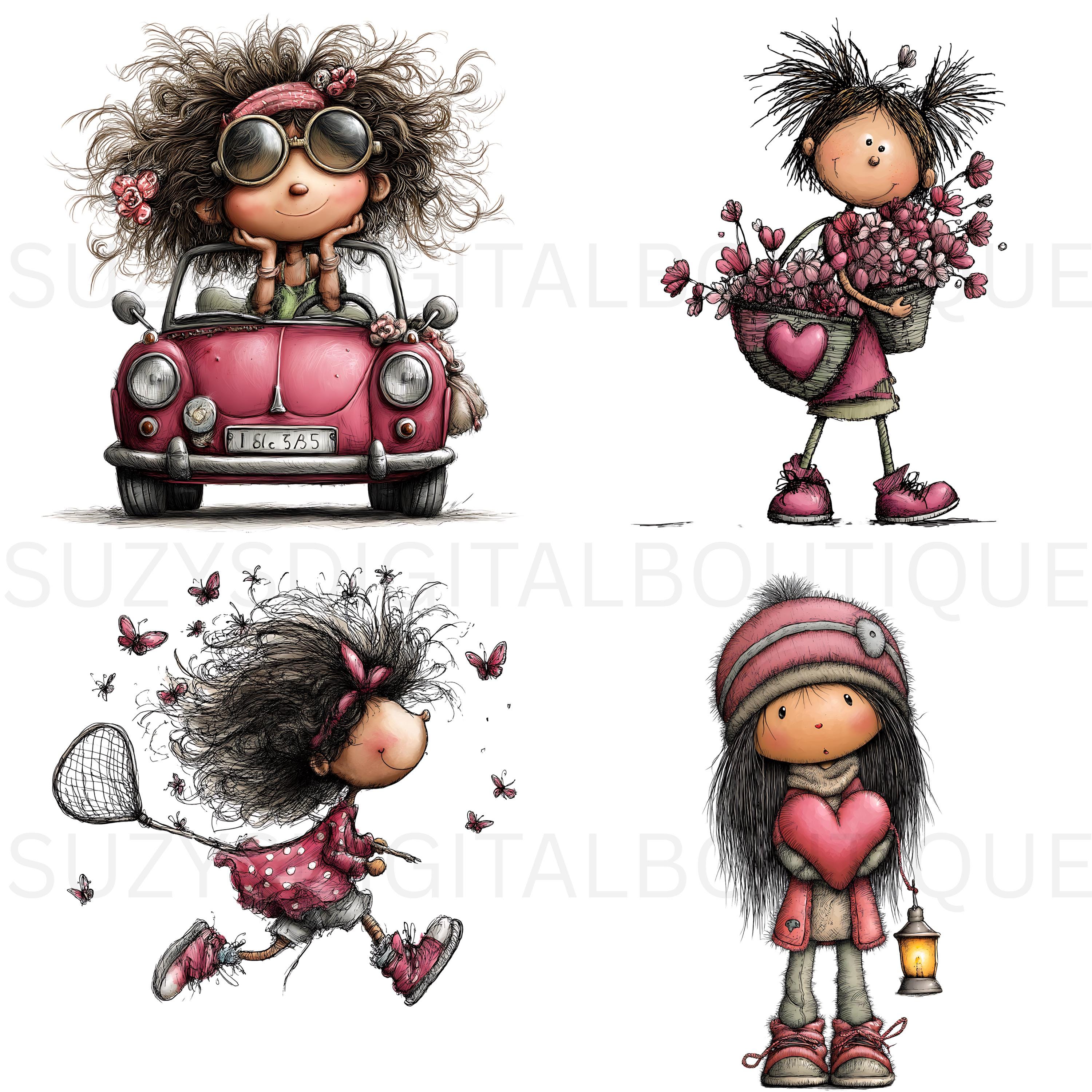 Whimsical Watercolor Valentine Clipart Bundle, 29 Pngs (digital ...