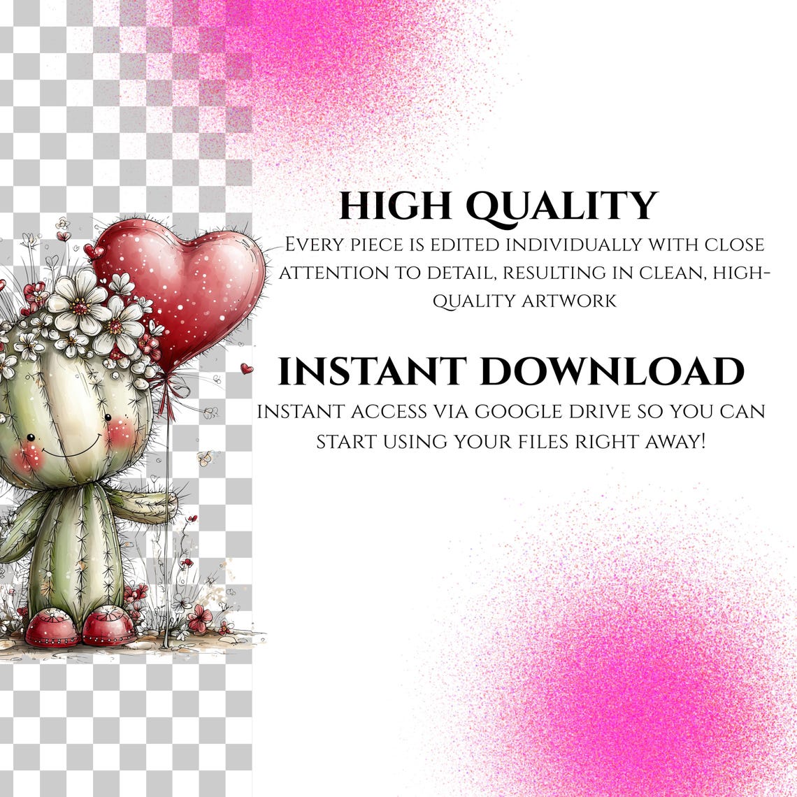 Watercolor Valentine Cactus Clipart Bundle, Kawaii Love Designs ...