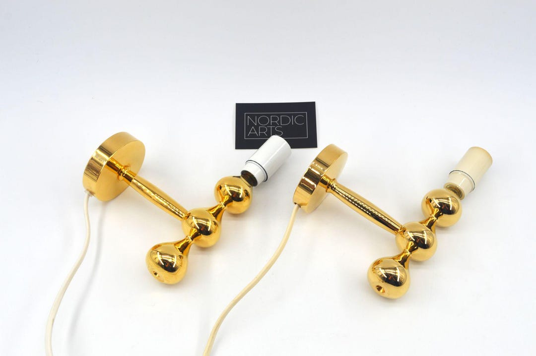 Rare Vintage Asmussen Danmark 24-karat Gold-plated Designer Lamps by ...