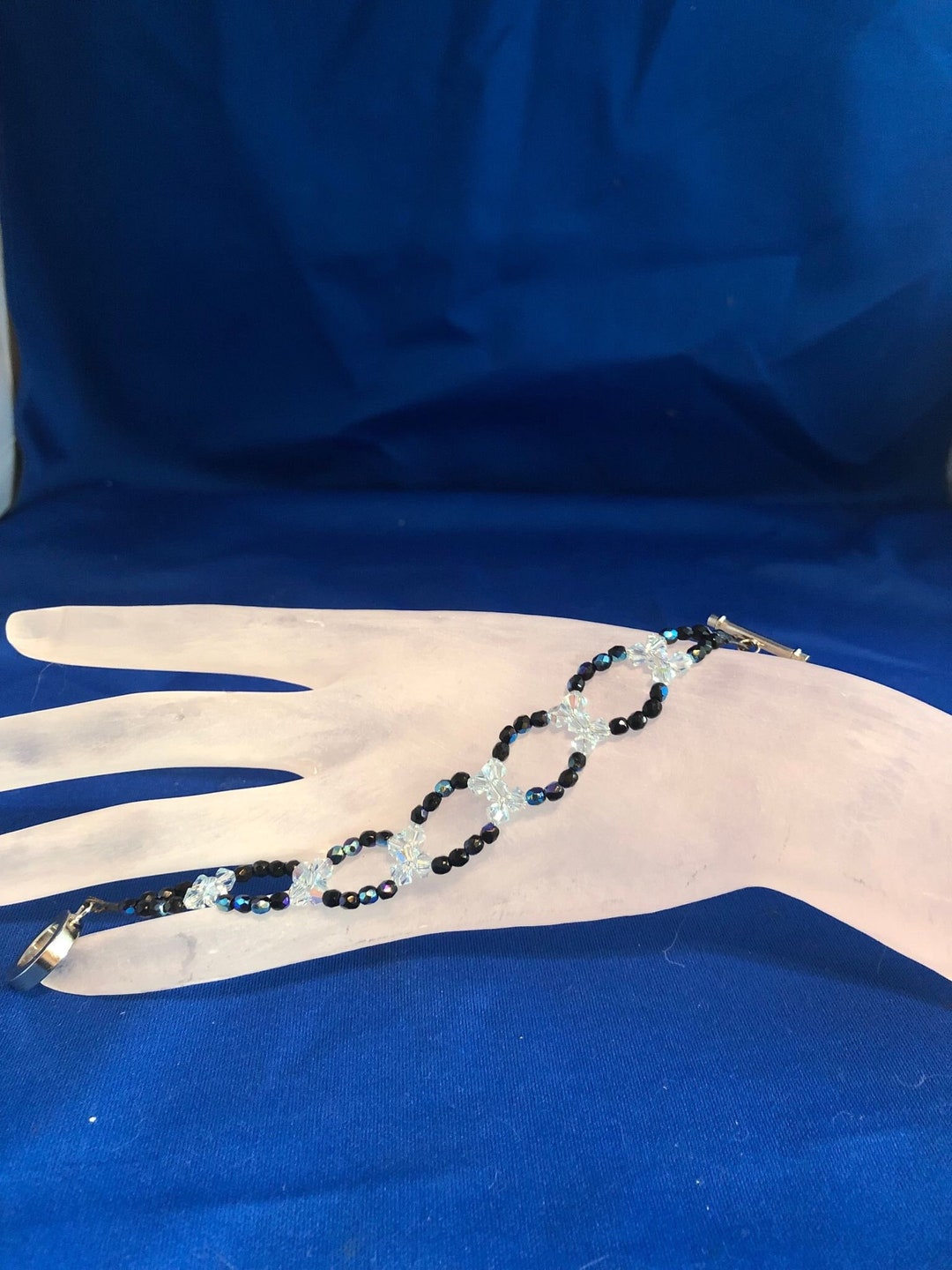 Swarovski 6.29 Inch Blue Crystal Beaded Bracelet for Women, Double ...