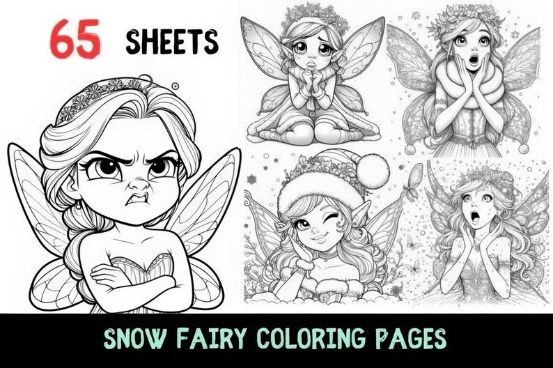 65 Snow Fairy Coloring Pages for Kids and Adults Printable Winter ...