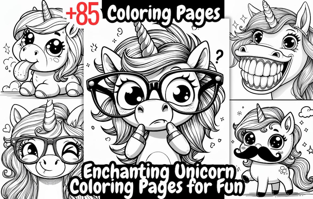 87 Enchanting Unicorn Coloring Pages for Kids and Adults, Printable JPG ...