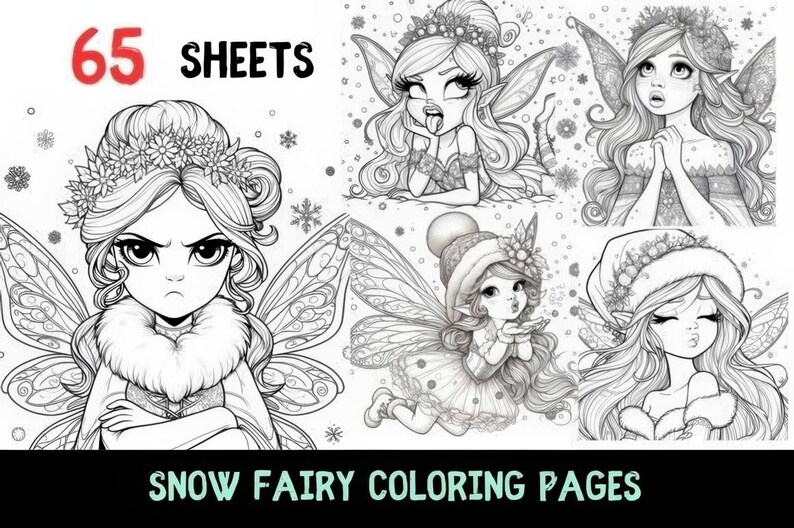65 Snow Fairy Coloring Pages for Kids and Adults Printable Winter ...
