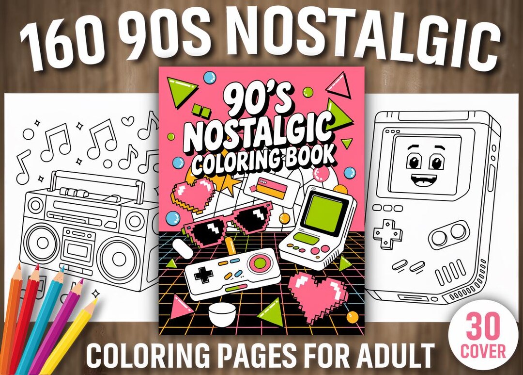 160 Nostalgic 90s Coloring Pages for Adults and Teens Printable Retro ...