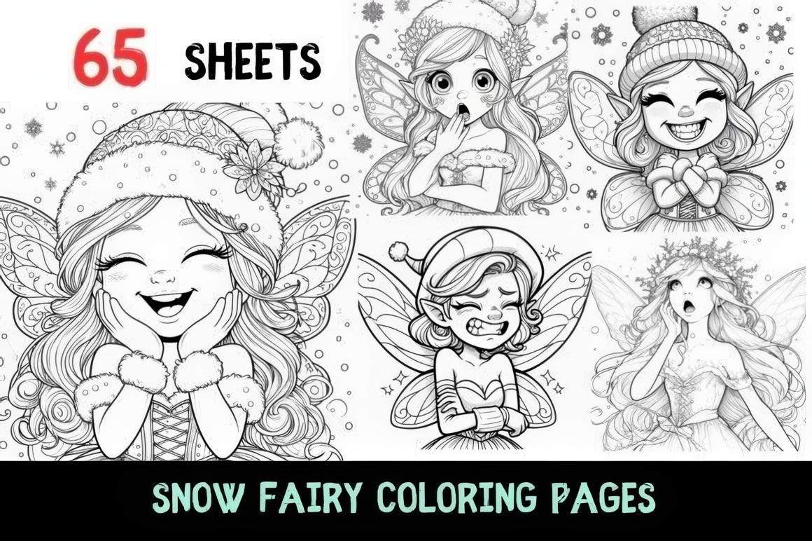 65 Snow Fairy Coloring Pages for Kids and Adults Printable Winter ...