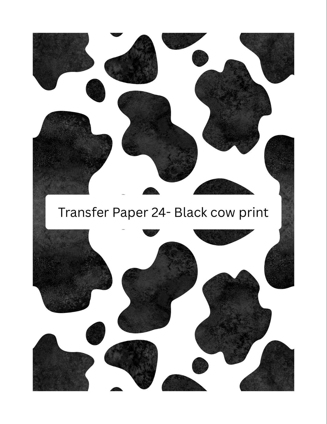 Black and White Cow Print Transfer Sheet | Water Soluble Transfer Sheet ...