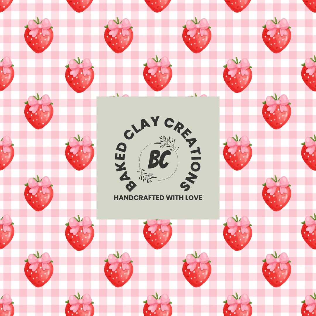 Pink Gingham Strawberry Bow Seamless File| Digital Download| Seamless ...