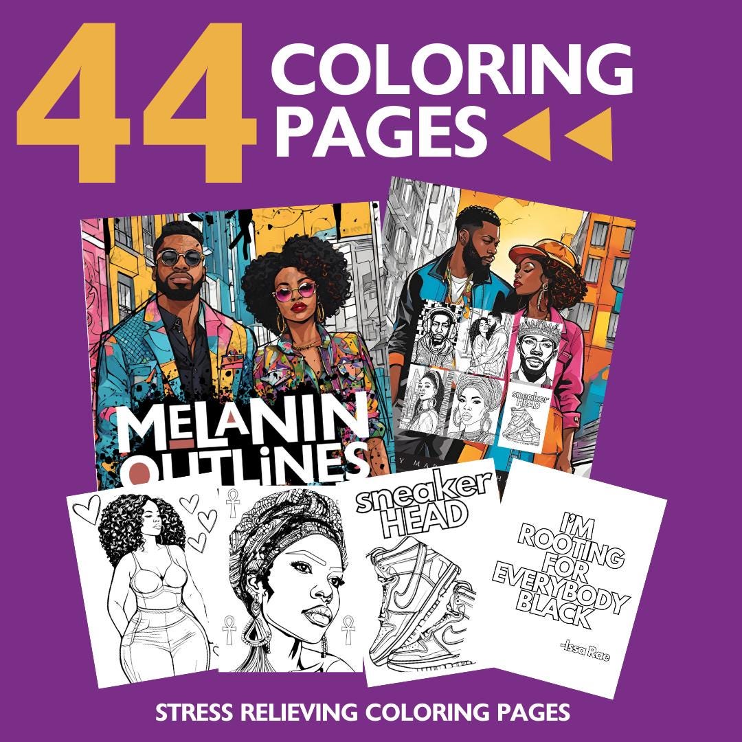 Melanin Outlines | African American Coloring Book | Black Art Coloring ...