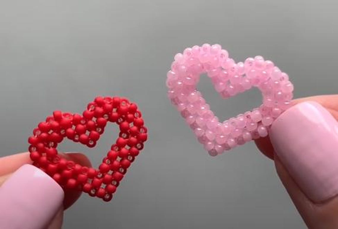 3D Beaded Heart Keychain – Beaded Heart Pattern, Handmade Heart ...