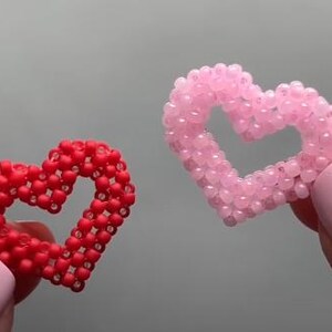3D Beaded Heart Keychain – Beaded Heart Pattern, Handmade Heart ...