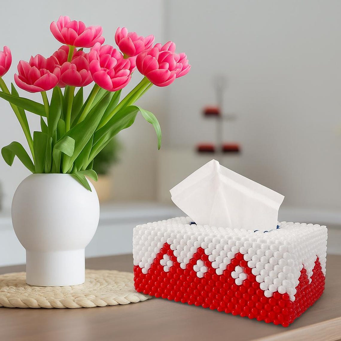 Handmade Beaded Tissue Box Cover | Elegant Decorative Tissue Box Holder ...