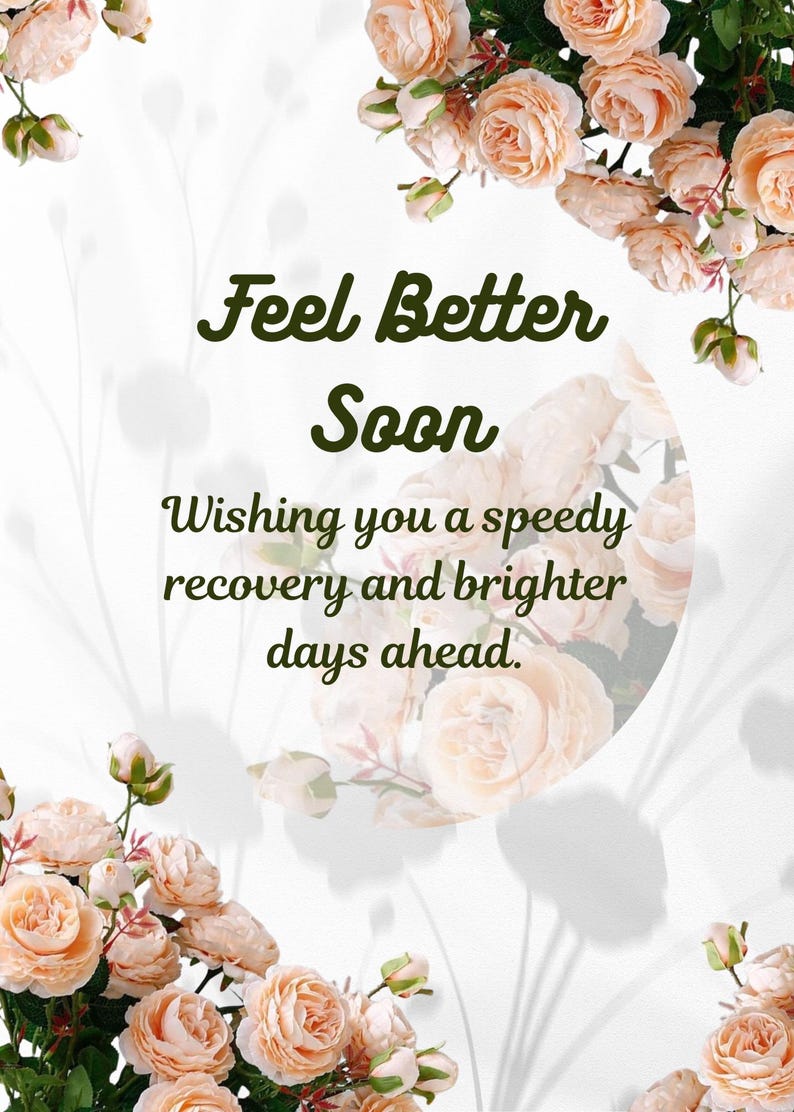 Heartfelt Get Well Soon Cards: Printable Floral Design (digital Cards ...