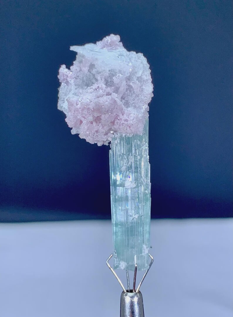 Paraiba Blue Color Tourmaline Combine Pink Lepidolite From Afghanistan ...