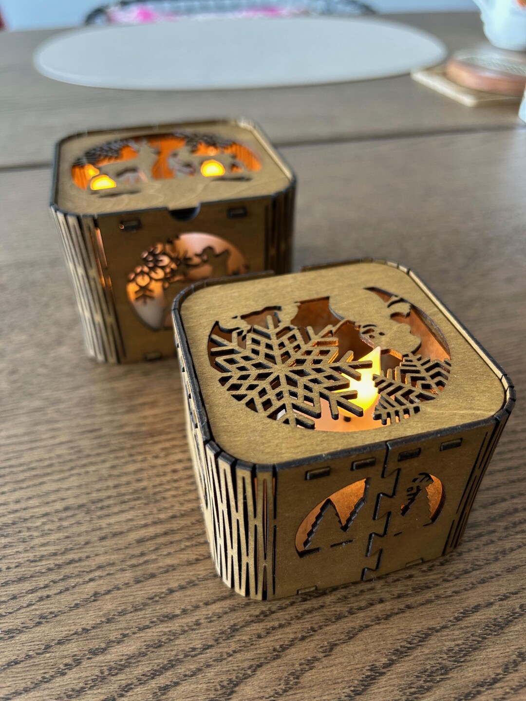 Decorative Wooden Gift/lantern Boxes (christmas Theme, 2 Units) - Etsy