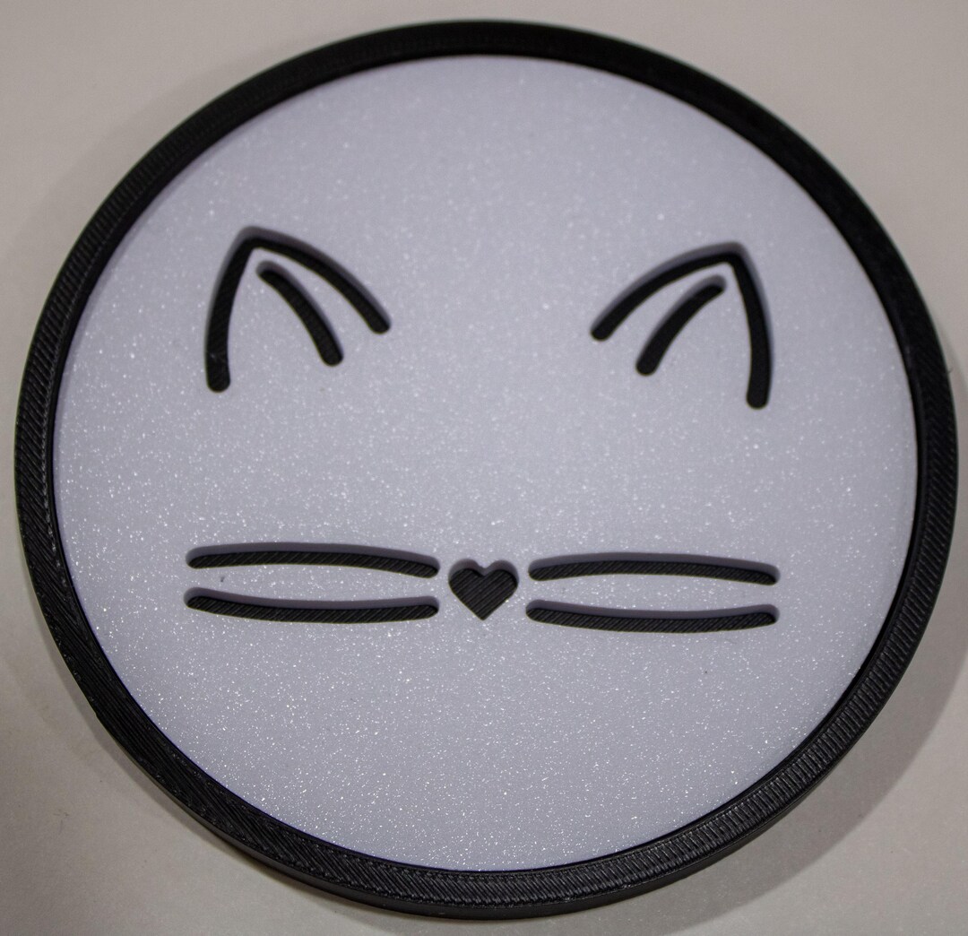 Cute Cat Face 3d-printed Coaster – Dual-color Drink Coaster for Cat ...