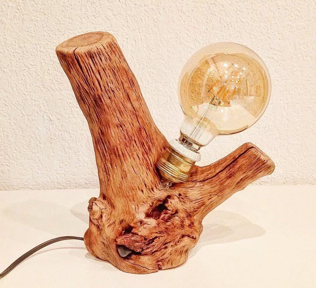 Rustic Farmhouse Style Table Lamp | Distressed Wood Base Lamp | Vintage ...