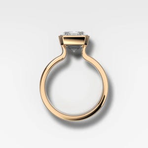 Half Bezel Emerald Cut Engagement Ring | 4CT Moissanite or Lab Diamond ...