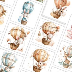 Watercolor Animals in Balloons – Digital Illustrations PNG | Clipart ...
