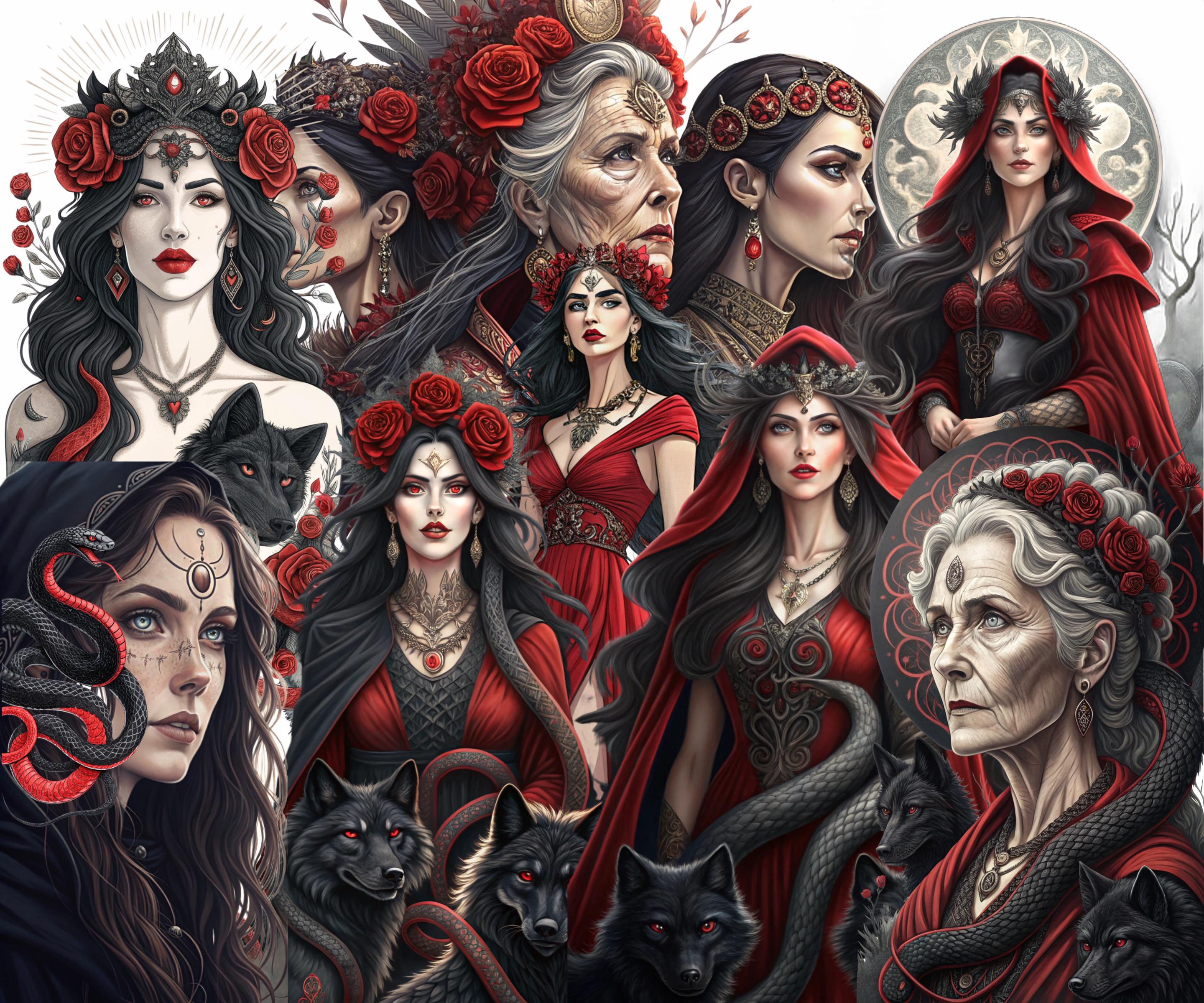 Hekate Goddess Clipart: Dark Gothic Wiccan PNG Art (digital Download ...