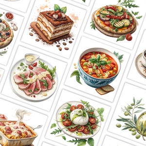 Italian Food Clipart | 353 Watercolor PNG | Pasta, Pizza, Cheese ...