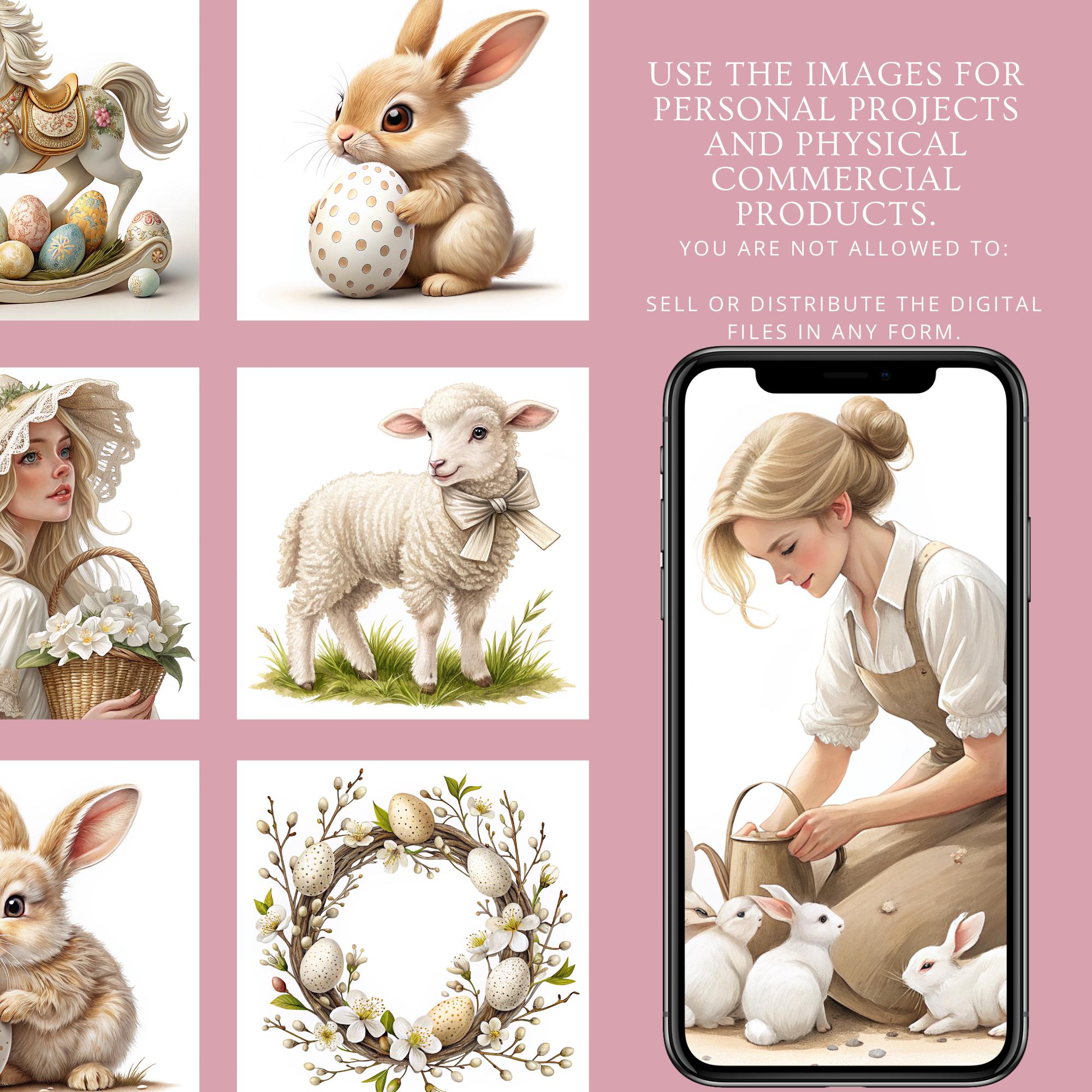 Neutral White Easter Clipart – Digital Watercolor PNG Set | Spring ...