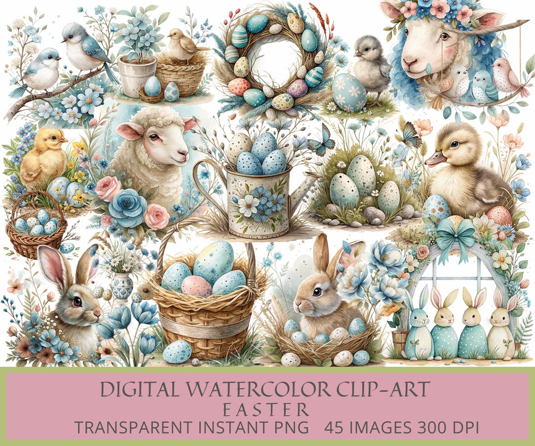 Easter Watercolor Clipart | Spring Digital Illustrations | PNG ...