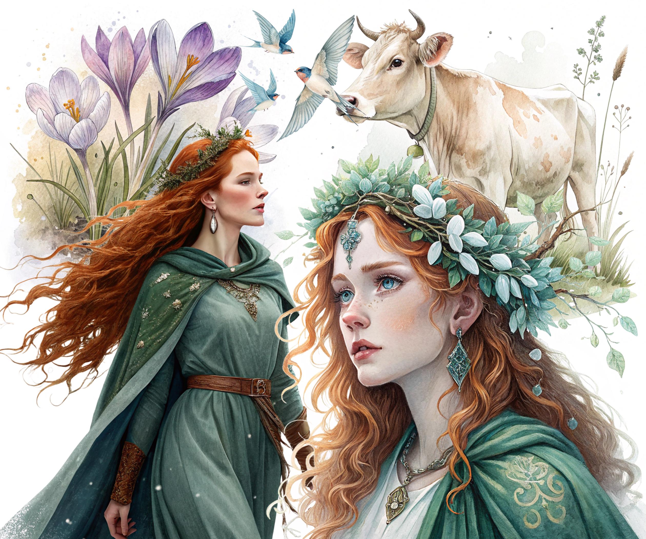 Brigid Goddess Digital Art Watercolor Celtic Pagan PNG Transparent ...