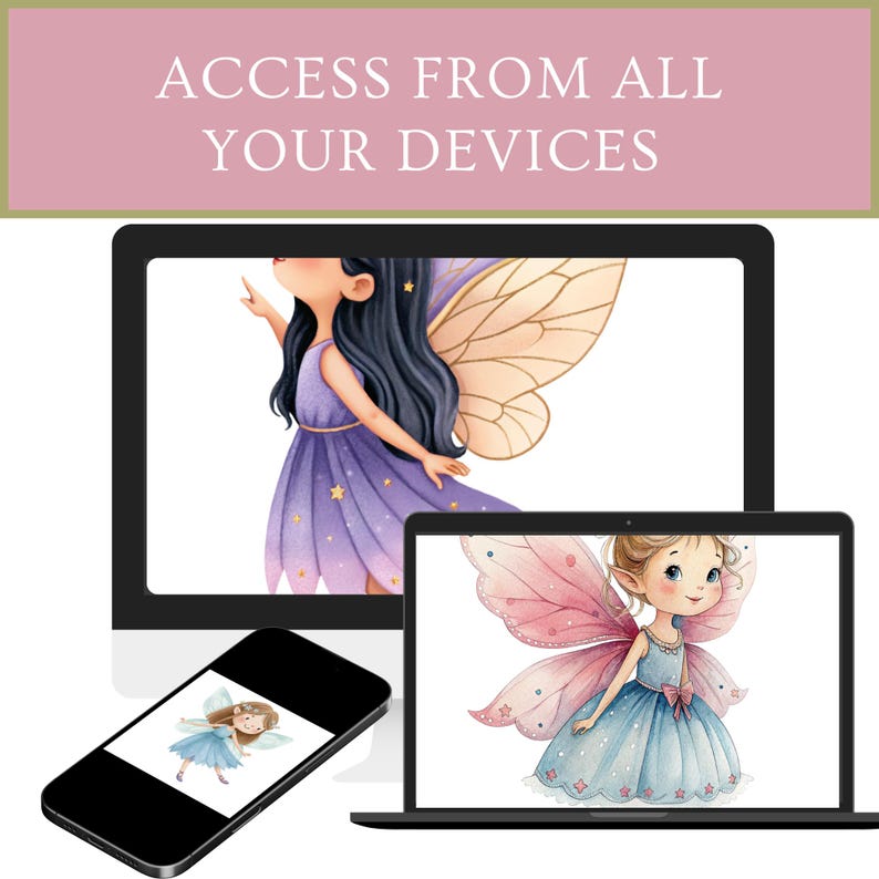 Watercolor Fairy Clipart Bundle: Purple Fairies, Woodland Elements ...