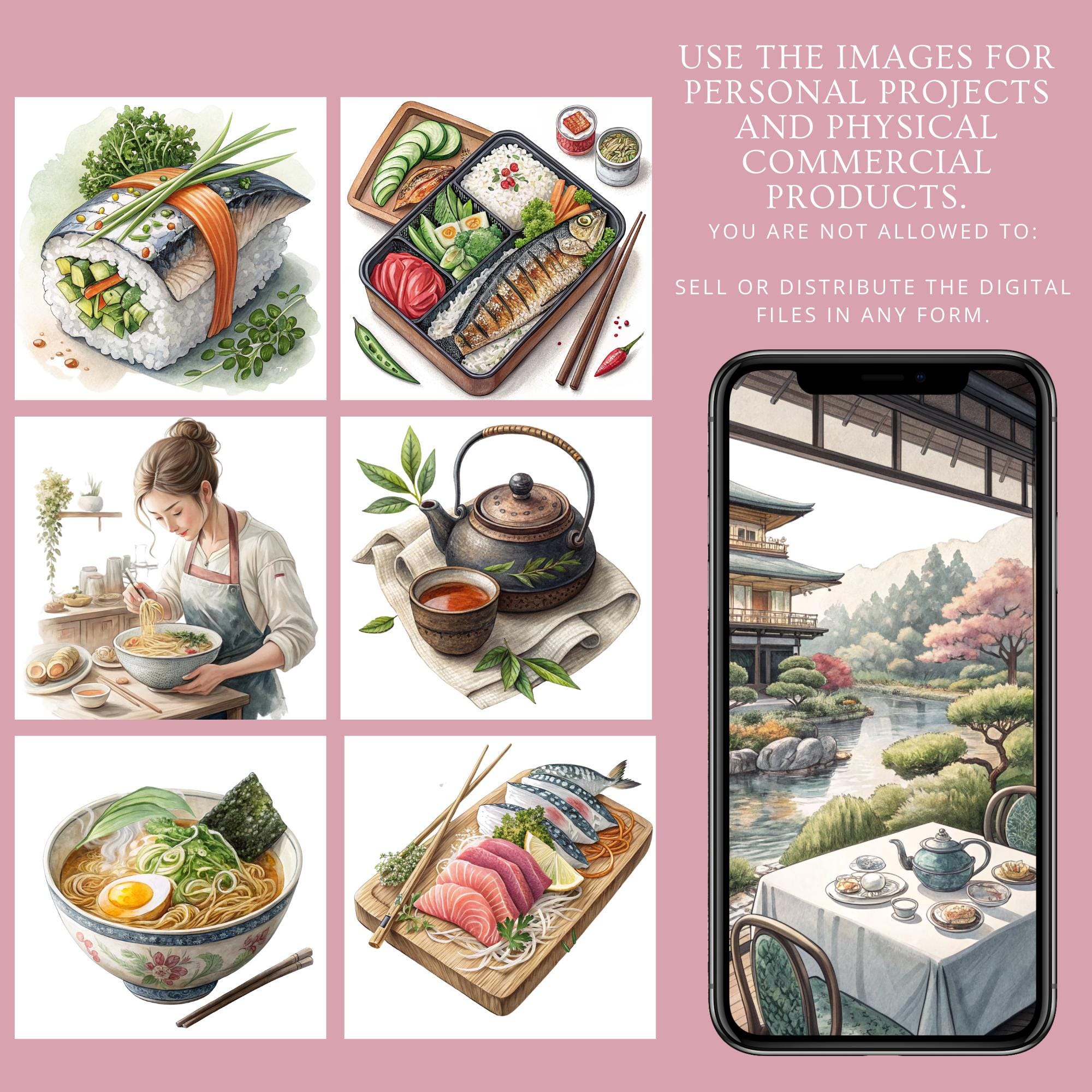 Japanese Food Clipart Bundle – Sushi, Ramen, Matcha, Bento | 197 ...