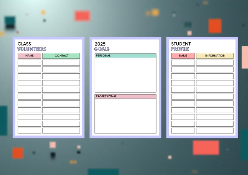 2026 Teacher Planner Printable, Colorful Classroom Binder, A4 School ...