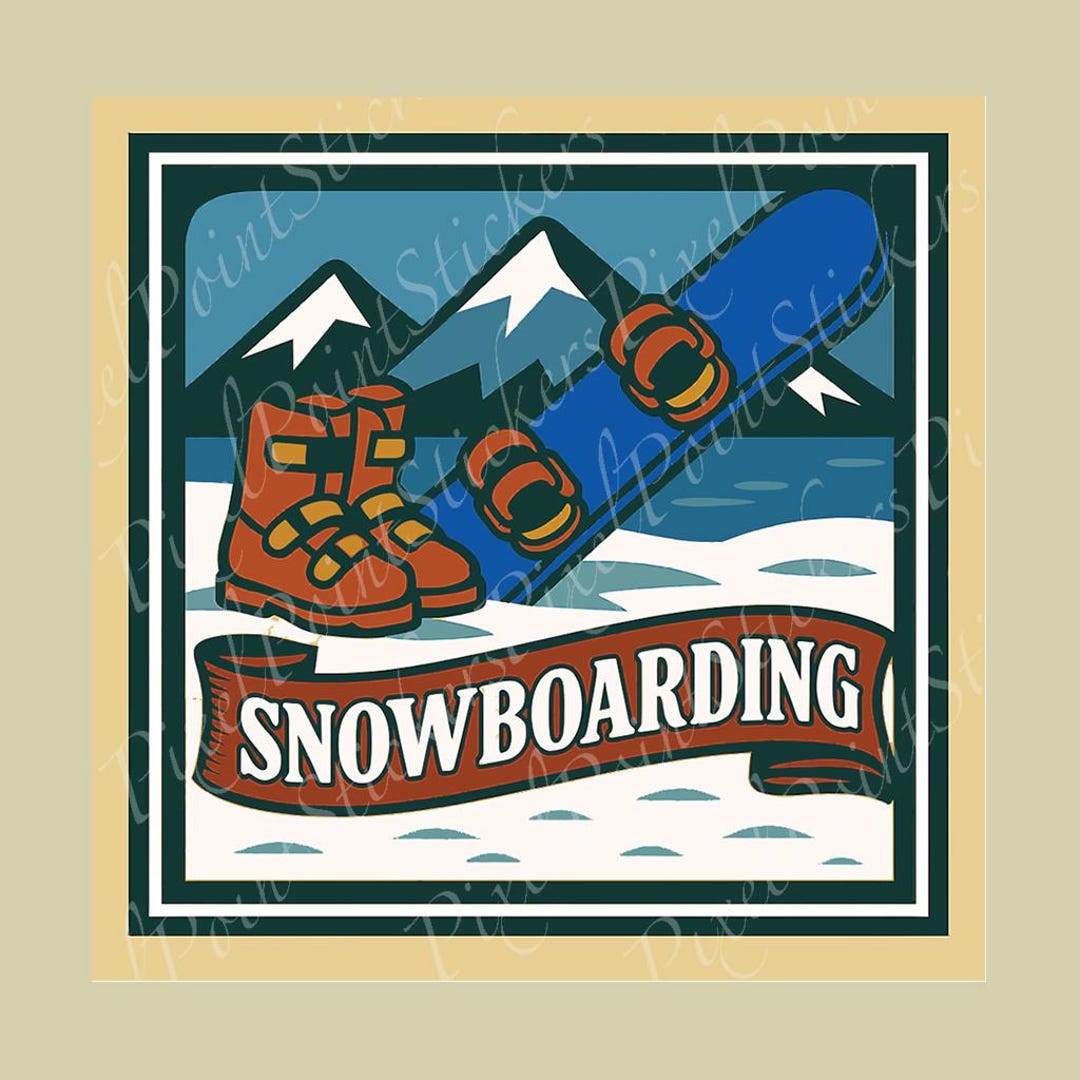 Snowboarding Sticker – Vintage Alpine Emblem – Spot Color Pixelpoint ...