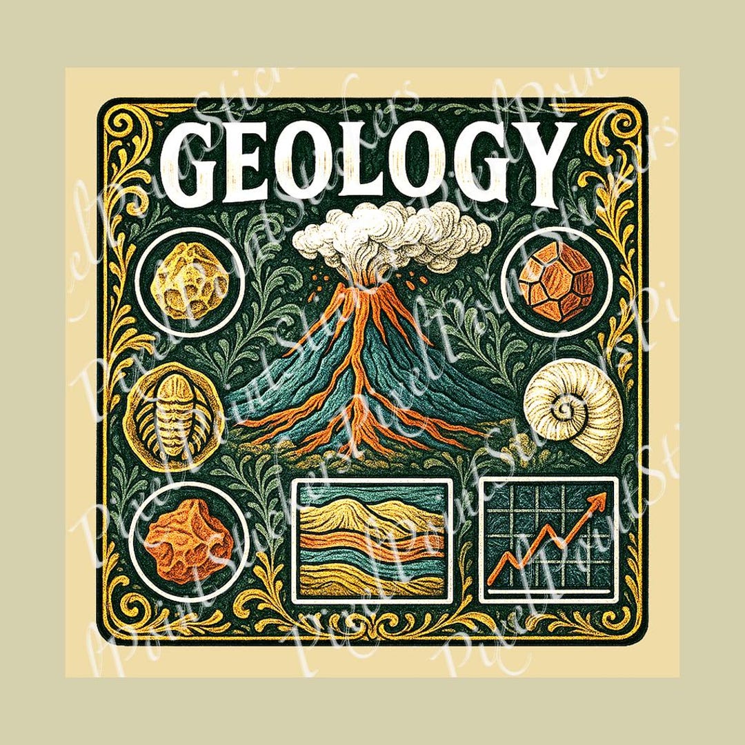 Geology Sticker | Rock and Fossil Science Decal | Vintage Geology Gift ...
