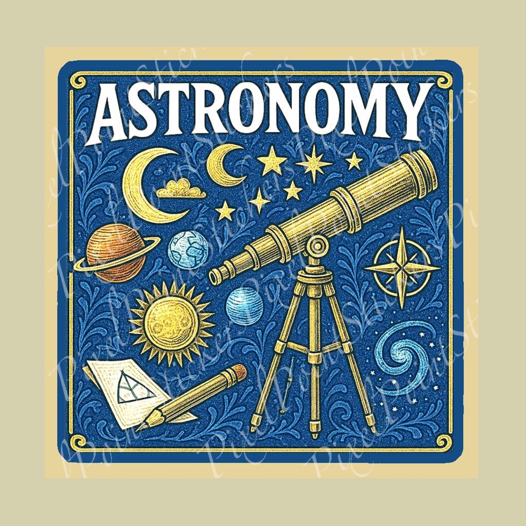 Astronomy Sticker | Vintage College Major Decal | Telescope and Planets ...