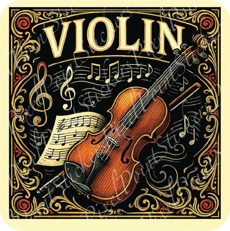 Violin Sticker | Musician Gift | Vintage Violin Decal for Instrument ...