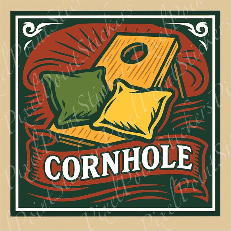Cornhole Vinyl Sticker – Vintage Lawn Game Emblem Style Waterproof ...