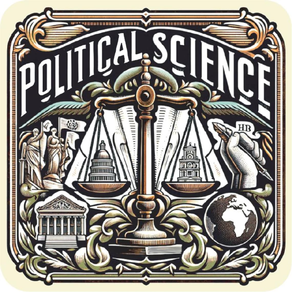 Vintage Political Science Sticker: Polisci Major Gift | Academic Decal ...