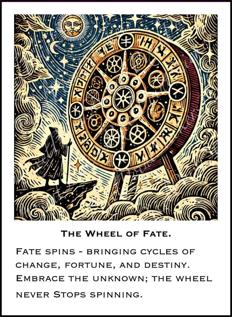 Wheel of Fate Tarot Sticker, Mystical Fortune Sticker, Destiny and ...