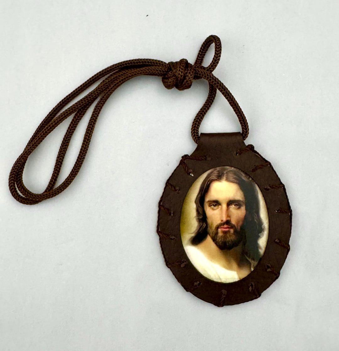 Jesus Christ & Virgin Guadalupe Double-sided Brown Scapular Necklace ...